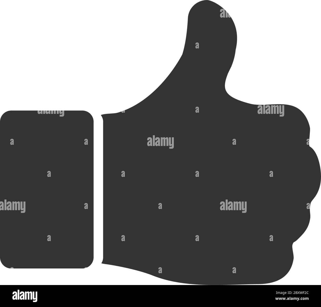 Hand Thumb Up, Like. Black Icon Flat on white background Stock Vector ...