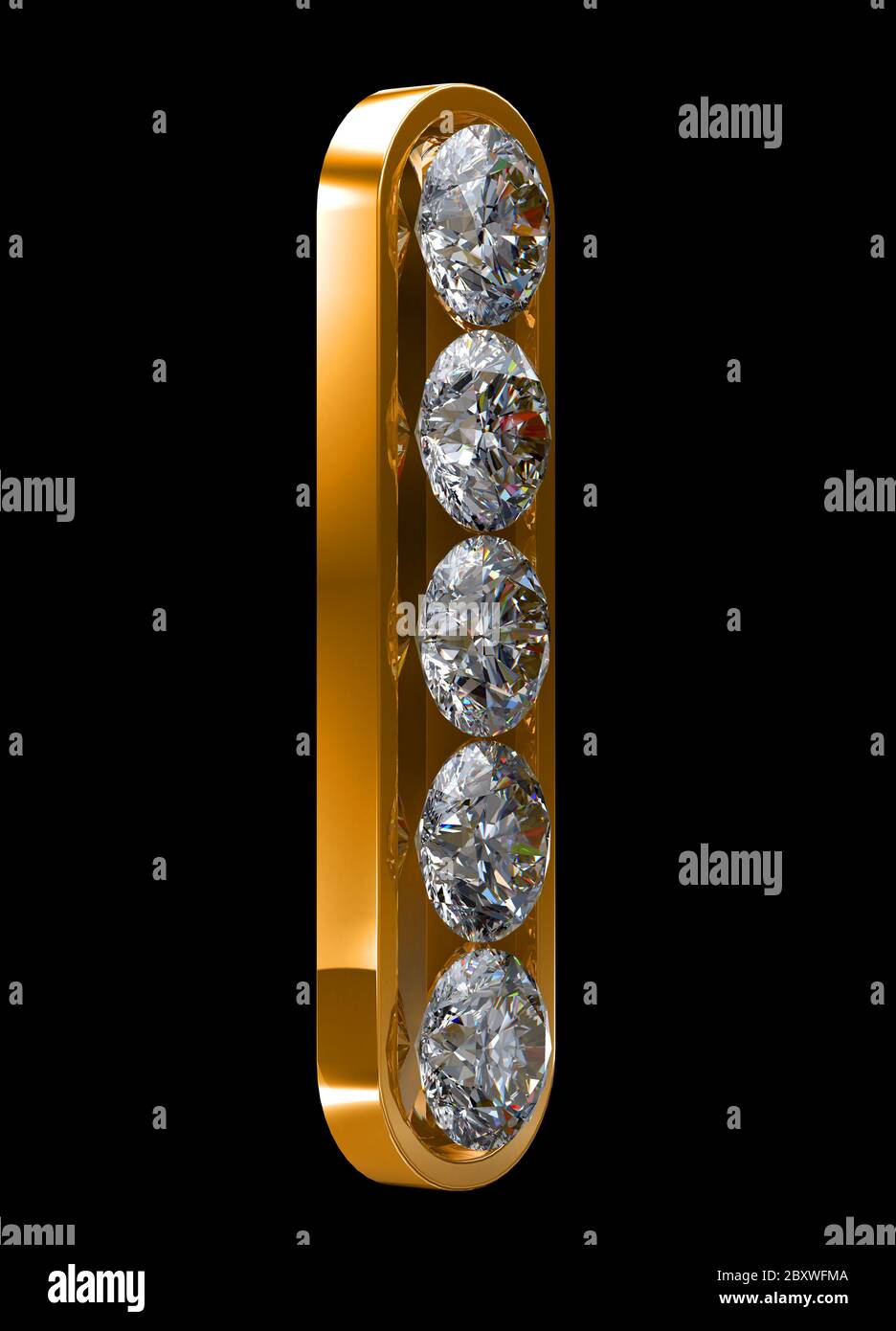 Golden I letter incrusted with diamonds Stock Photo - Alamy