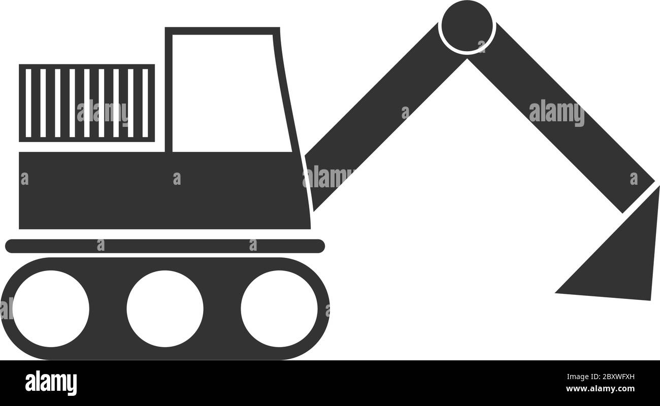 Excavator. Black Icon Flat on white background Stock Vector Image & Art ...