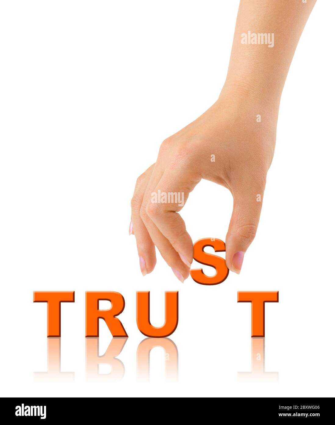 Hand and word Trust Stock Photo - Alamy