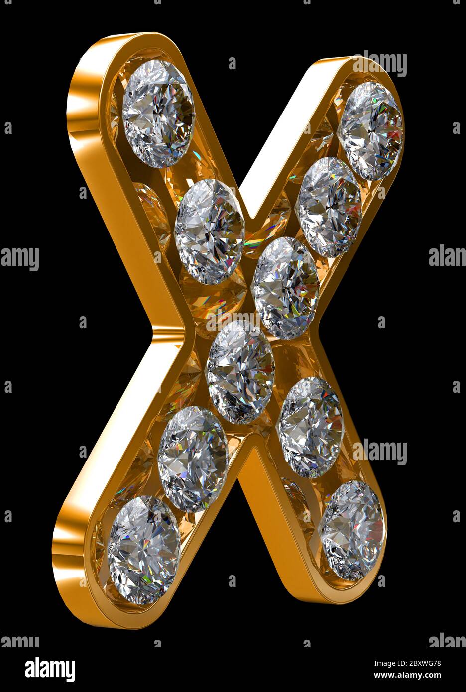 Golden X letter incrusted with diamonds Stock Photo - Alamy