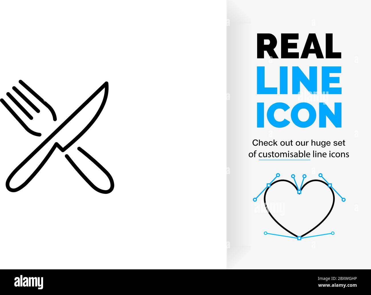 Editable line icon of crossed cutlery Stock Vector Image & Art - Alamy