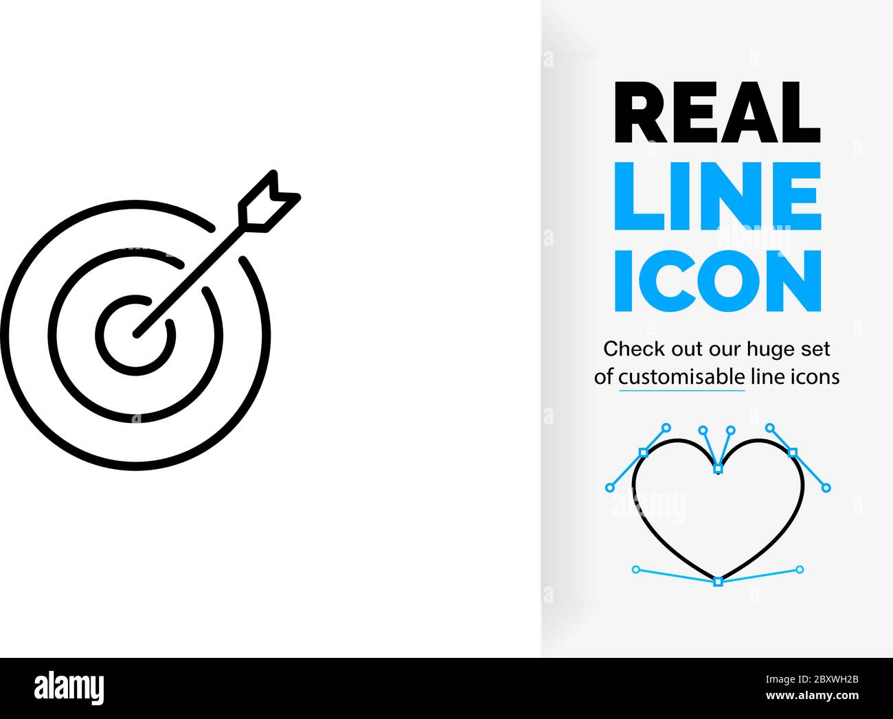 editable stroke real line icon of an arrow that hit the mark Stock ...