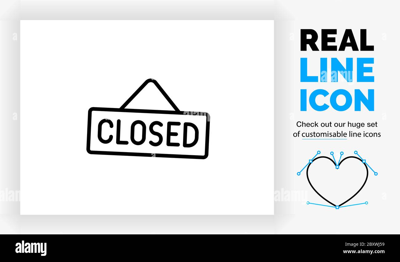 Editable line icon of a closed sign Stock Vector Image & Art - Alamy