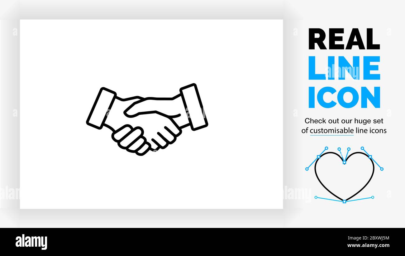 Editable line icon of a handshake Stock Vector Image & Art - Alamy