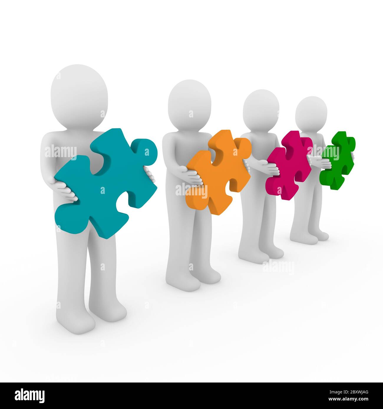 3d men puzzle teamwork Stock Photo - Alamy