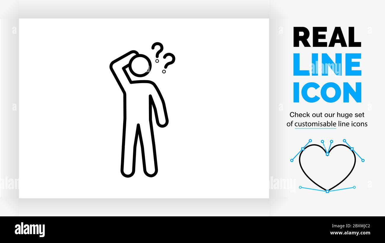 Editable line icon of a confused stick figure Stock Vector Image & Art ...