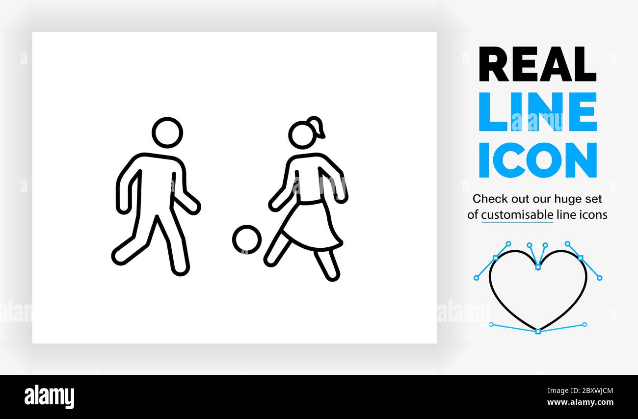 Editable real line icon of children playing Stock Vector Image & Art ...