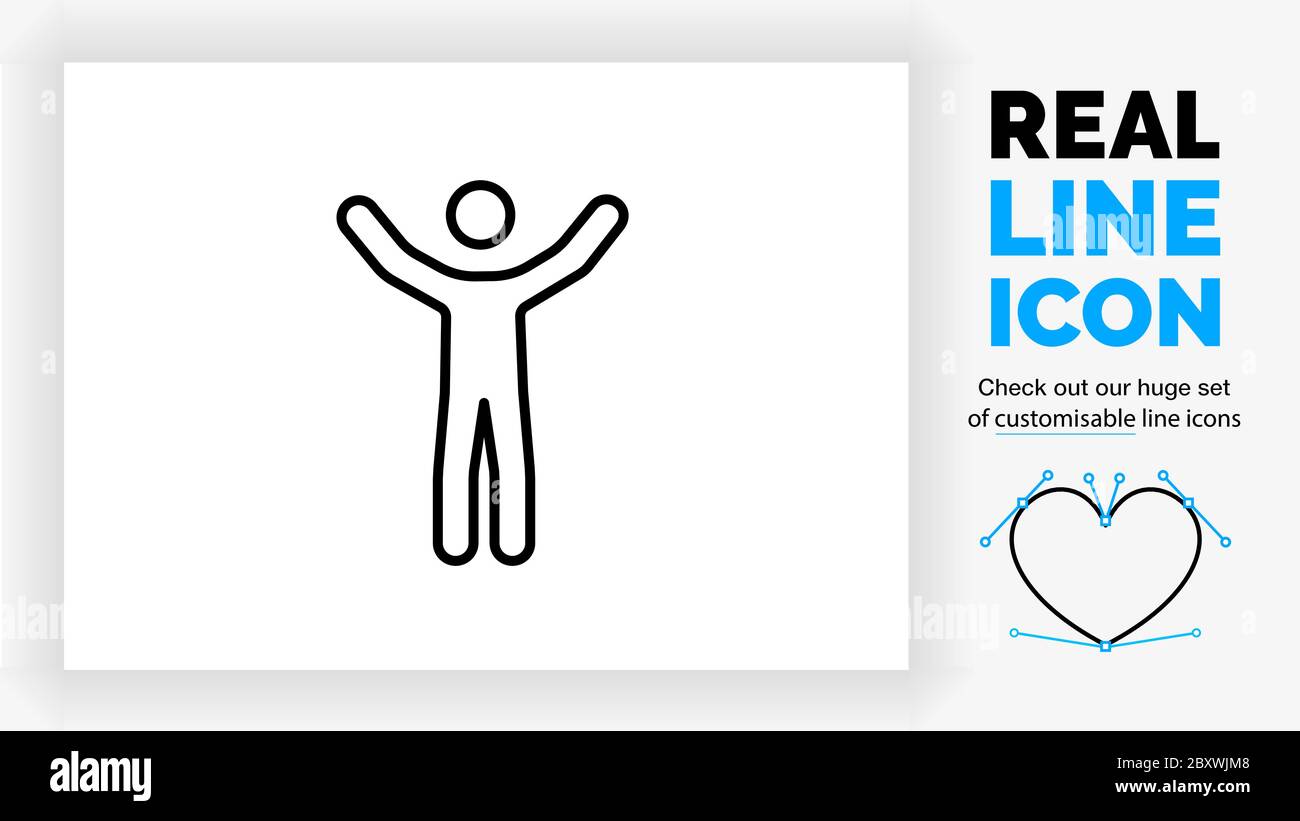 Editable line icon of a stick figure cheering Stock Vector Image & Art ...