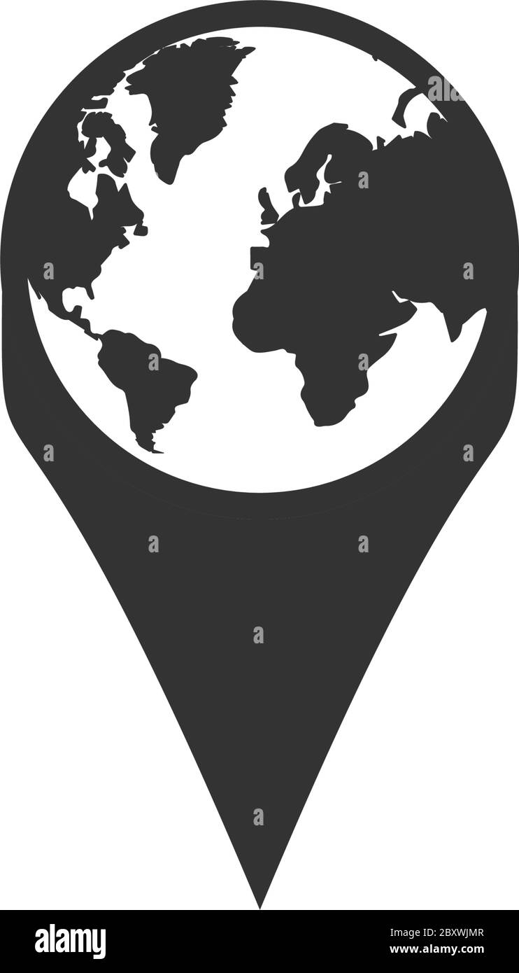 Globe pin. Black Icon Flat on white background Stock Vector Image & Art ...