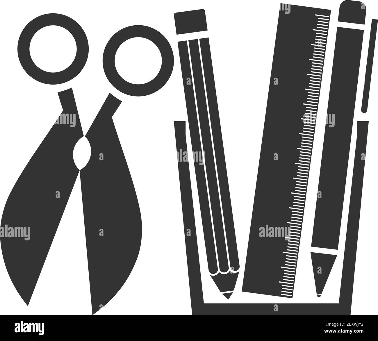 Office tools. Black Icon Flat on white background Stock Vector Image ...