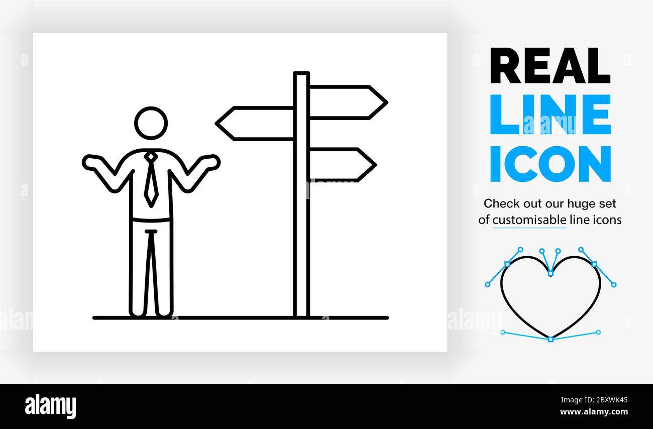 Editable real line icon of a way finding sign Stock Vector Image & Art ...