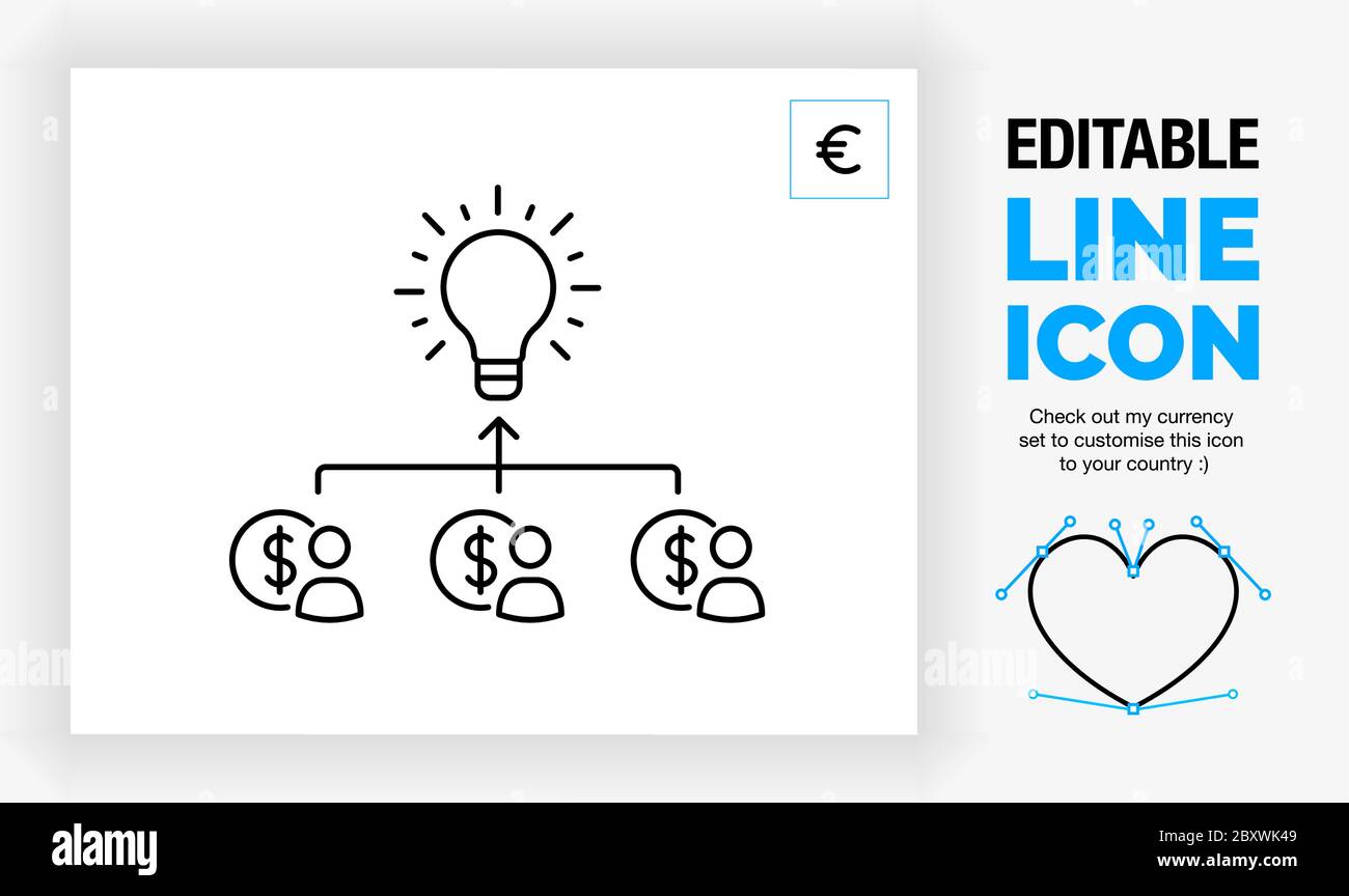 Editable line icon of crowd funding Stock Vector Image & Art - Alamy