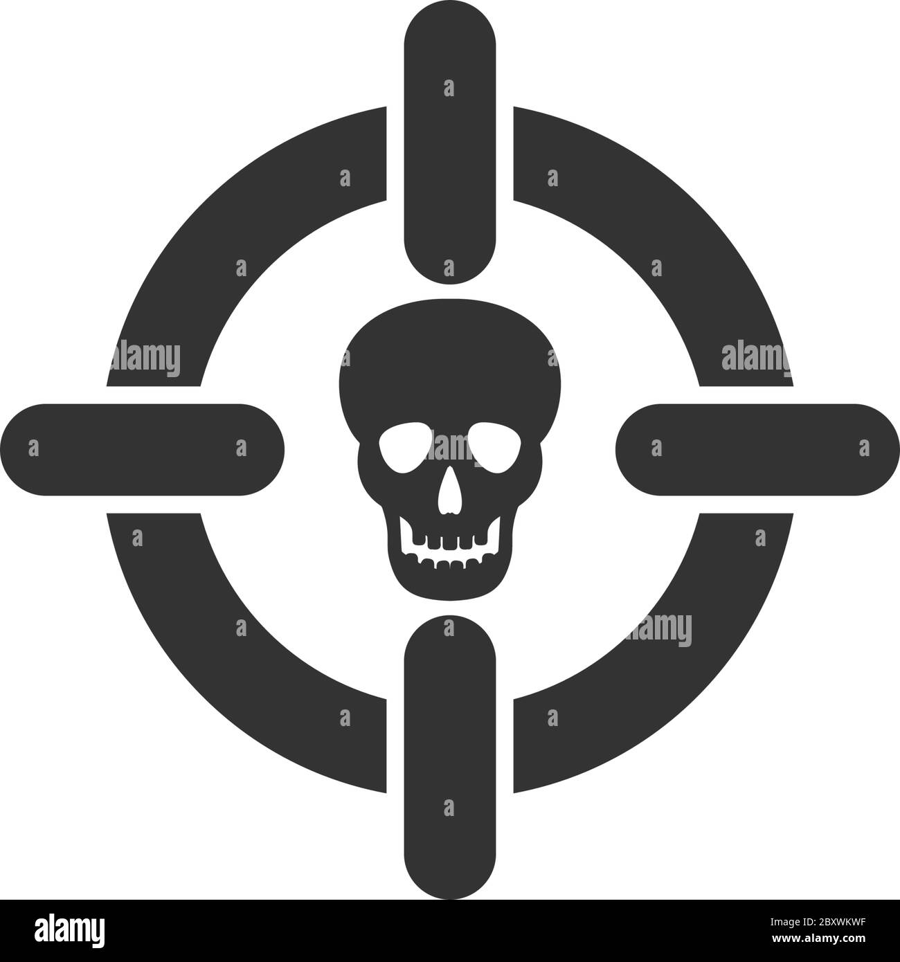 Sniper skull. Black Icon Flat on white background Stock Vector Image ...