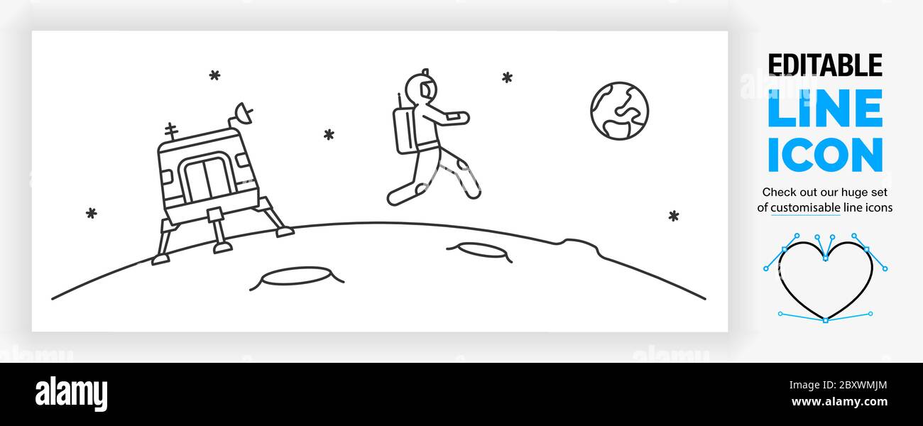 Astronaut Space Exploration Stick Figure Pictogram Icons