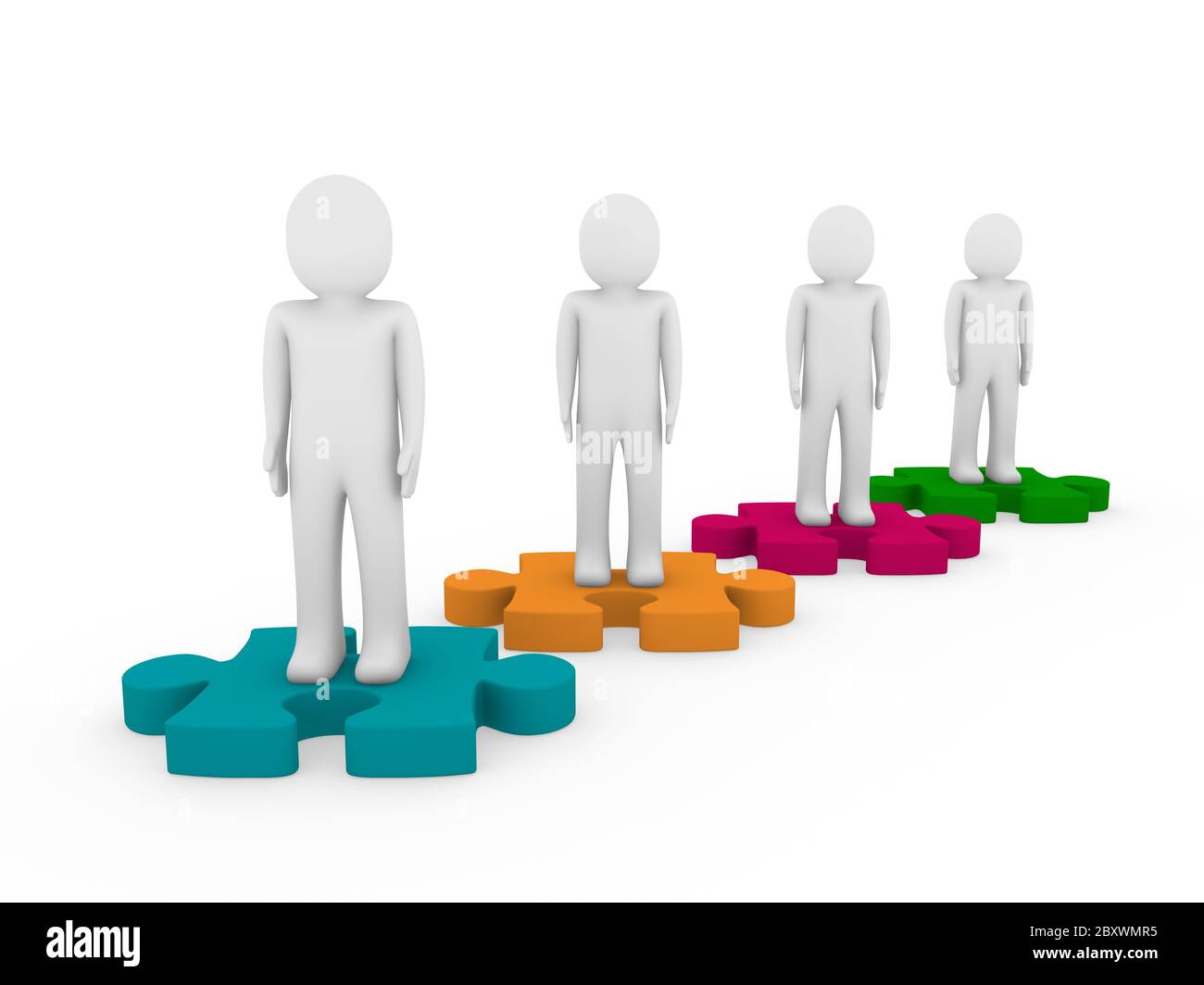 3d men puzzle teamwork Stock Photo - Alamy