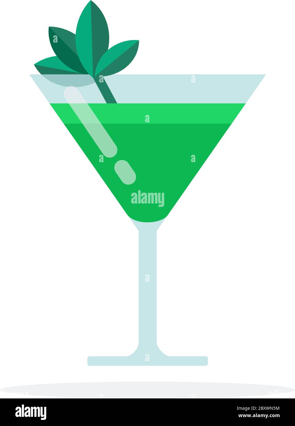 Green cocktail vector flat material design isolated object on white ...