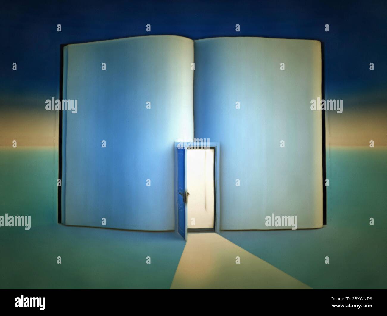 Clean sheet. Clean book with opened door Stock Photo - Alamy