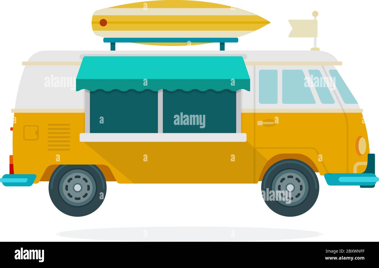 Van for travel vector flat material design isolated object on white ...