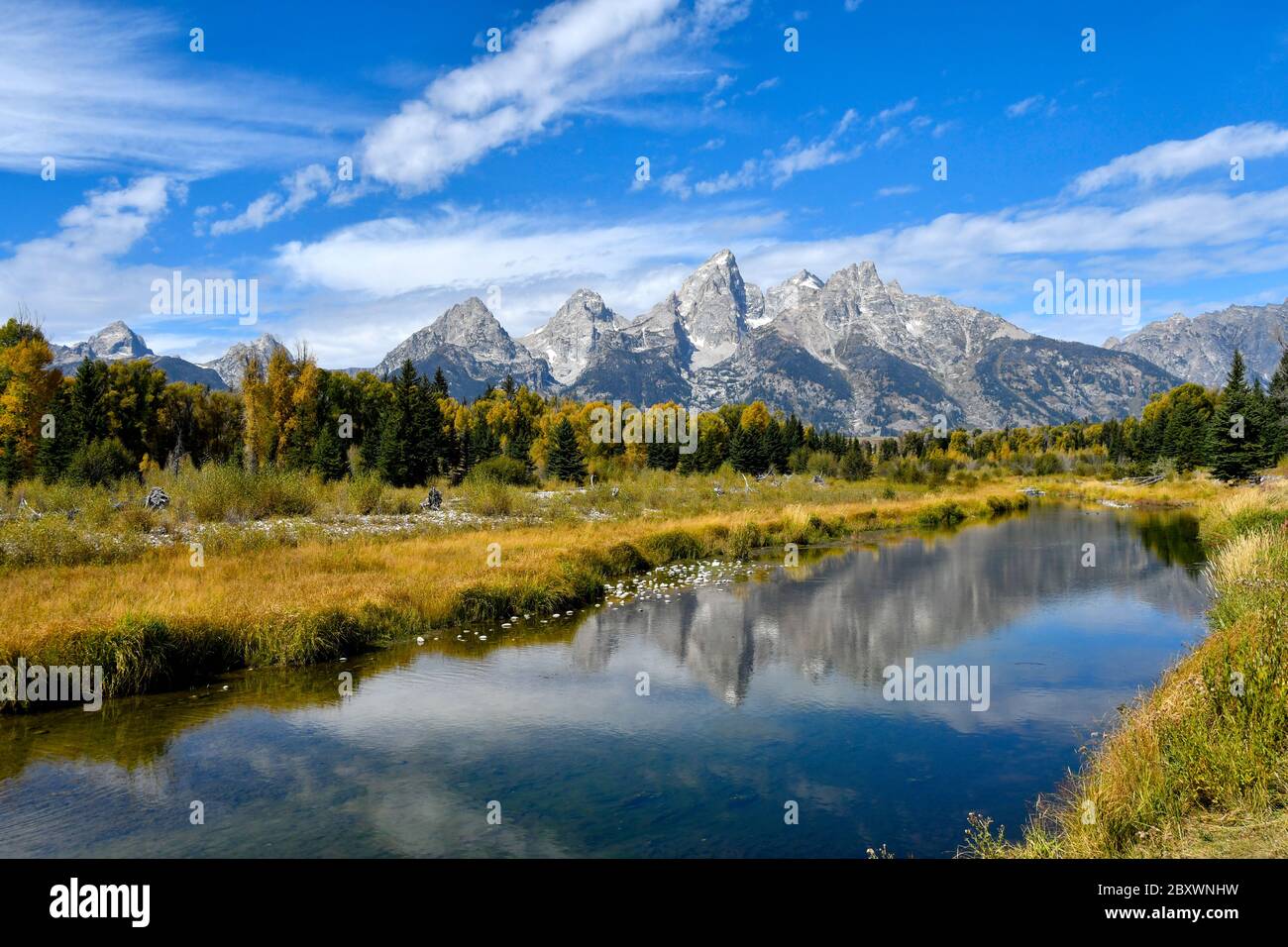 The Grand Tetons and the Snake River in the fall Stock Photo - Alamy