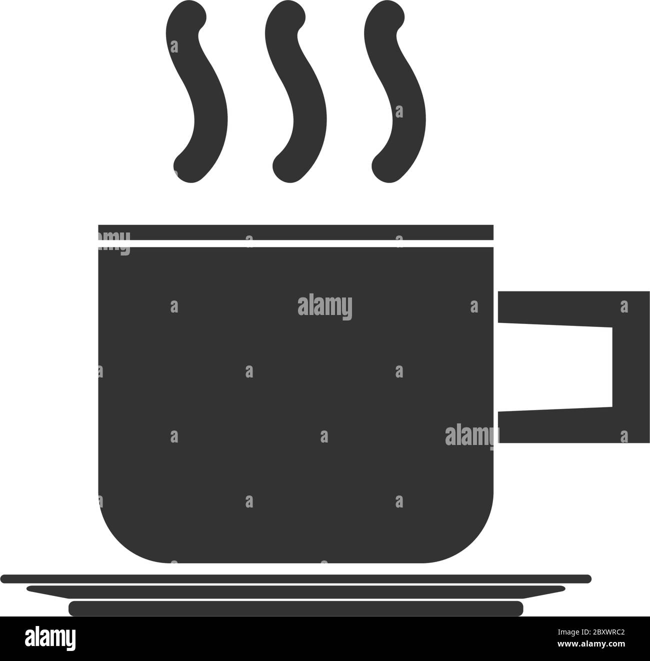 Coffee cup. Black Icon Flat on white background Stock Vector Image ...