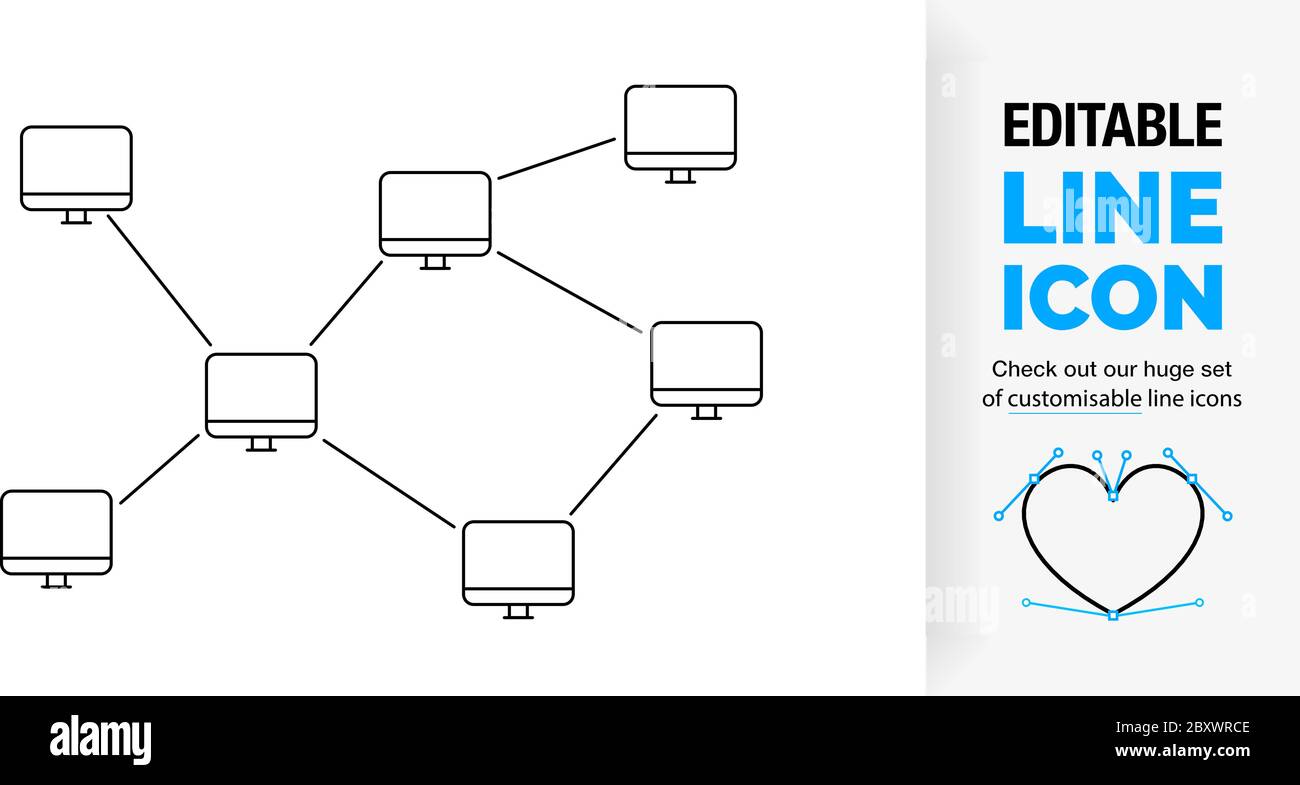 Editable line icon of a computer network Stock Vector Image & Art - Alamy