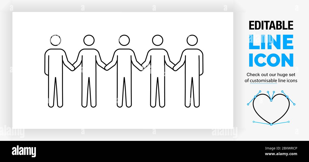 Stick Figures Holding Hands In A Line