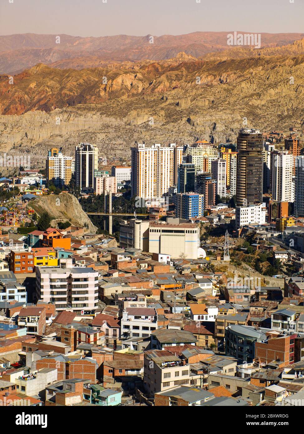 La Paz - capital city of Bolivia located very high at Altiplano plateau ...