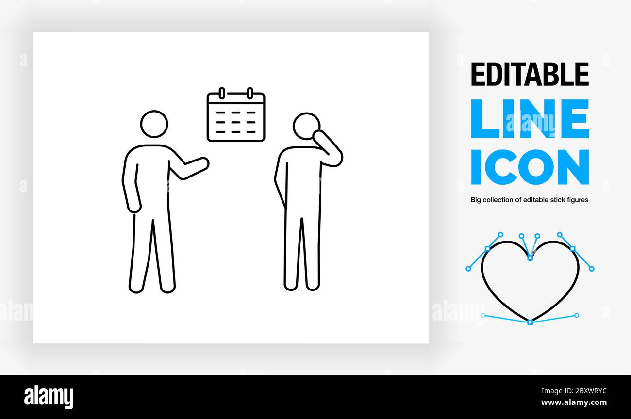 two stick figure people standing next to a calendar Stock Vector Image ...