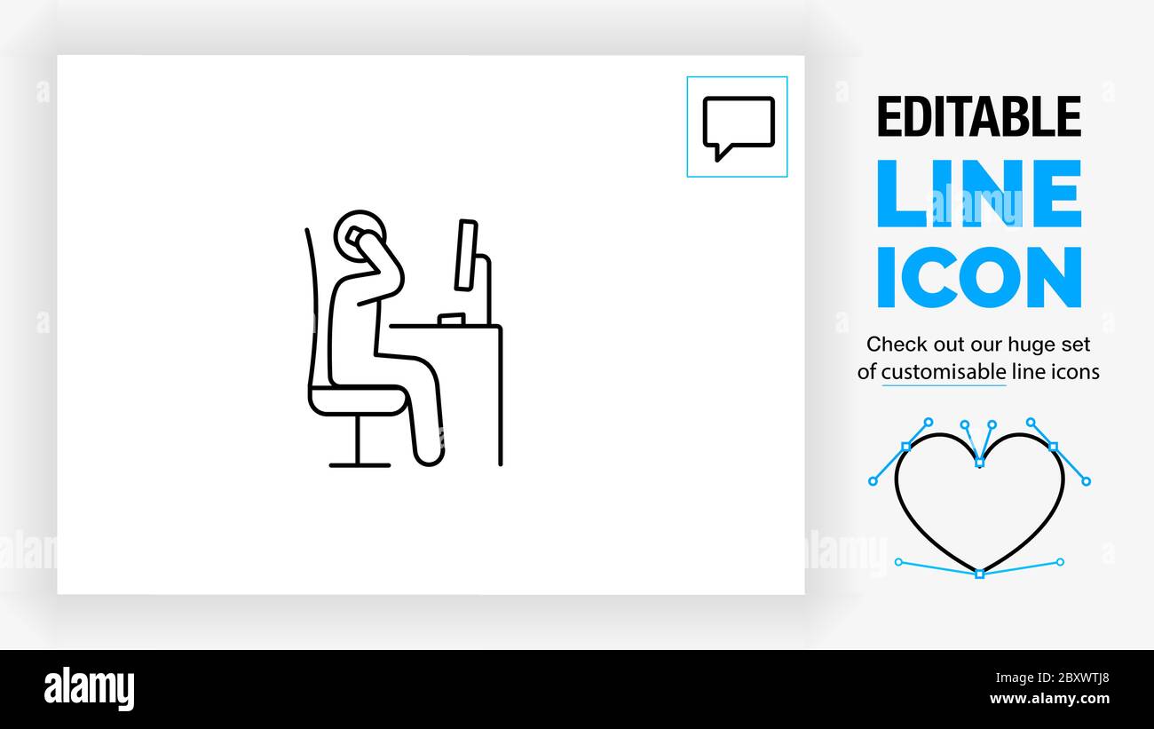 Editable line icon of a help desk stick figure Stock Vector Image & Art ...