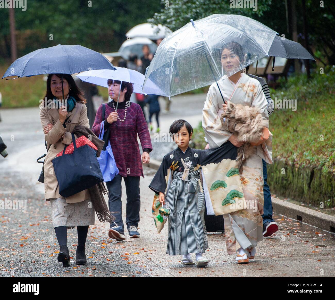 Families with children and visitors walking on the main entrance path ...