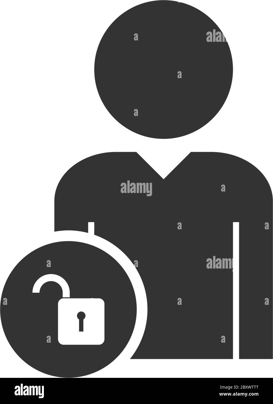 Person lock. Black Icon Flat on white background Stock Vector Image ...