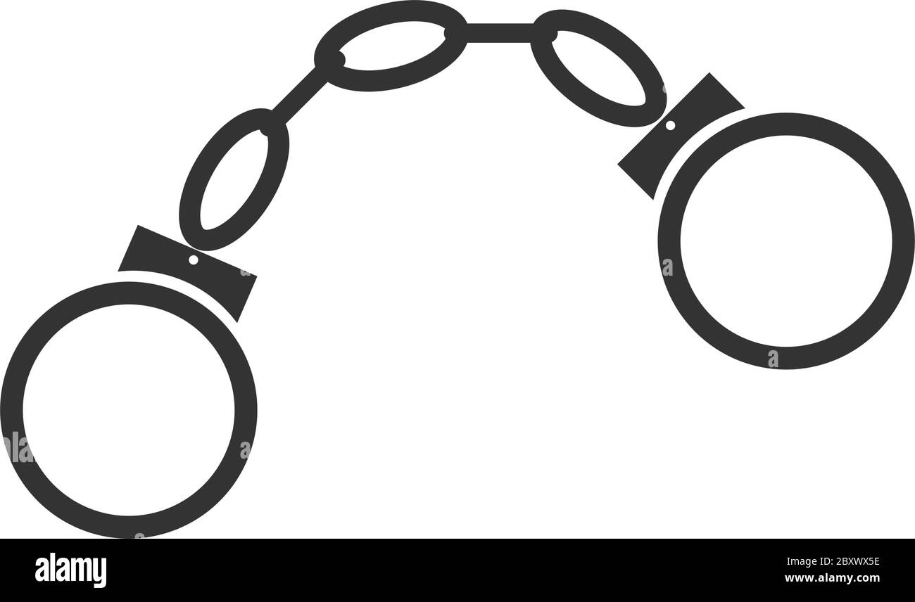Handcuffs. Black Icon Flat on white background Stock Vector Image & Art ...
