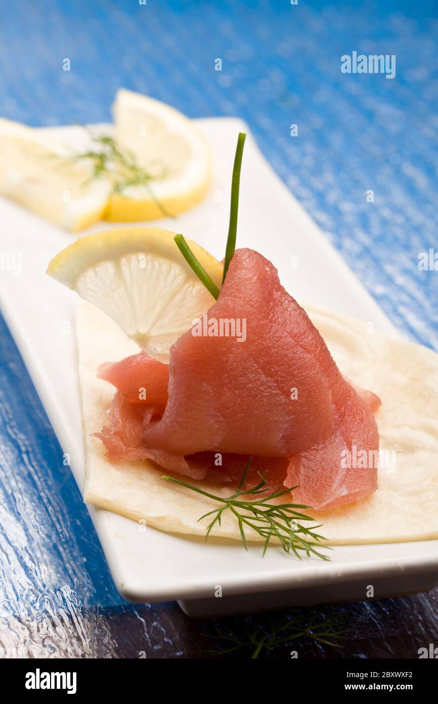 Tuna Sandwich Appetizer Stock Photo - Alamy