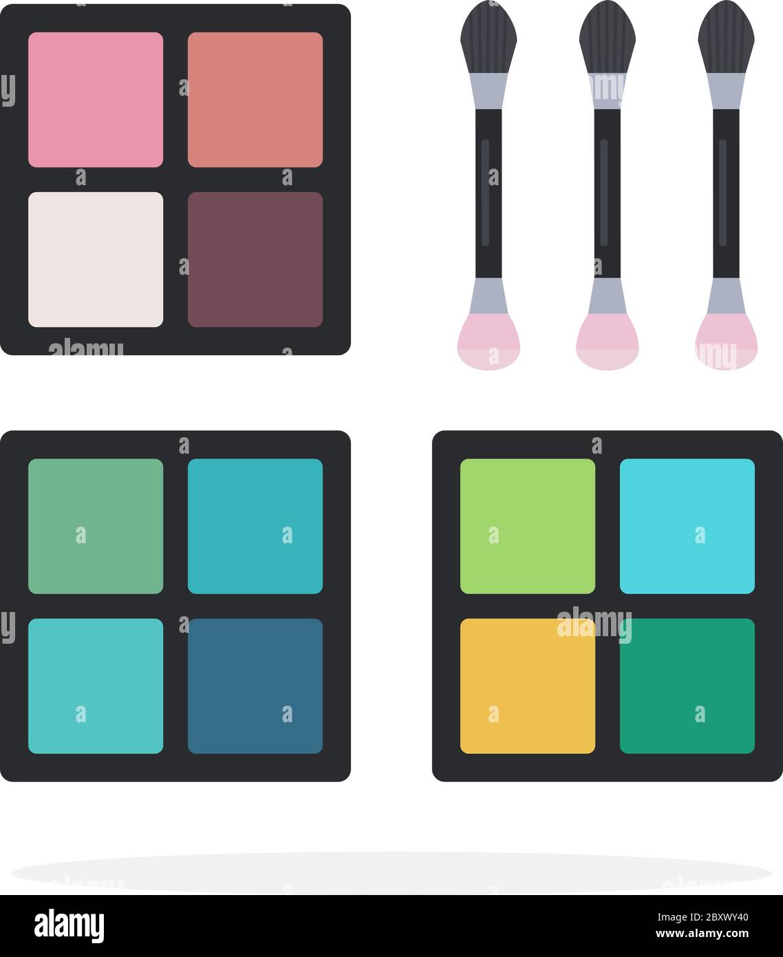 Eye shadows with brushes vector flat material design isolated object on ...