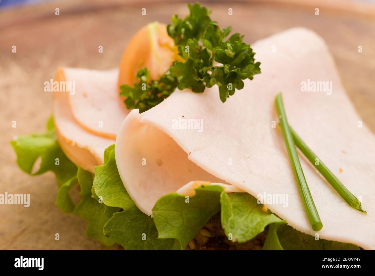 Slice of Bread with Turkey Stock Photo - Alamy