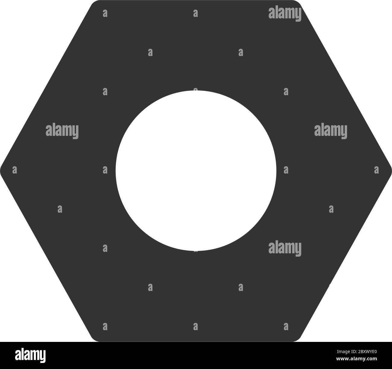 Hex nut. Black Icon Flat on white background Stock Vector Image & Art ...