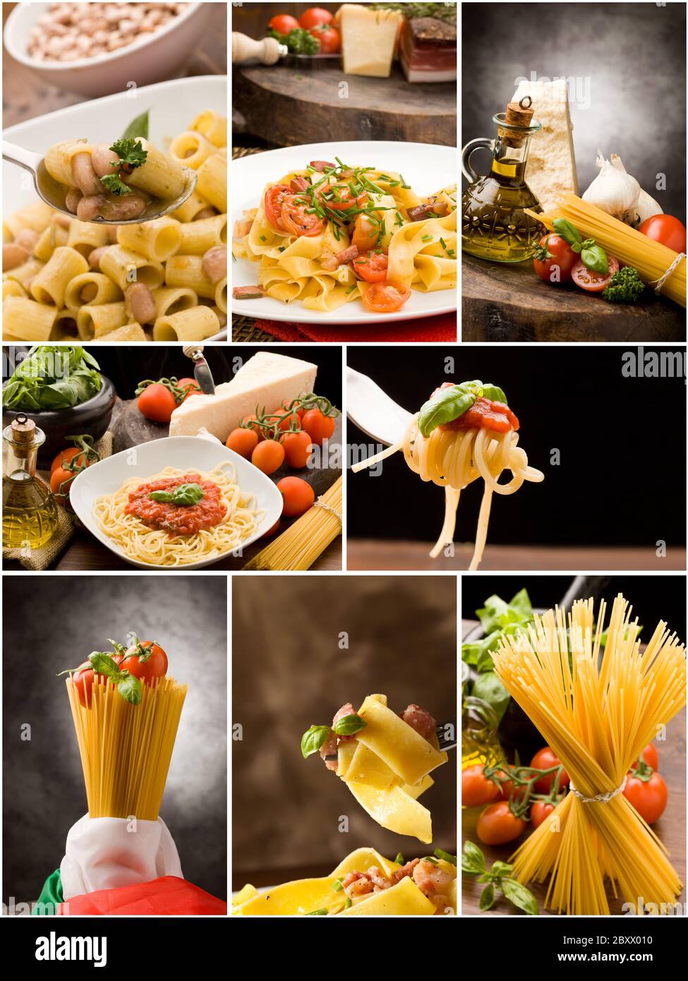 Pasta tomatoes basil olive Cut Out Stock Images & Pictures - Alamy