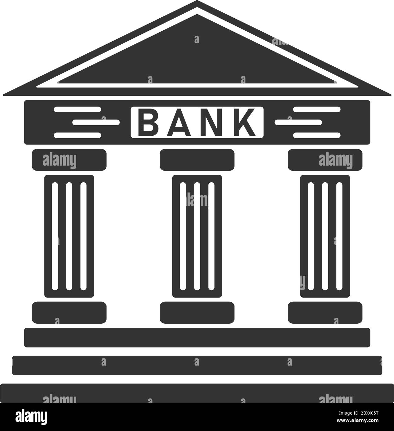 Bank. Black Icon Flat on white background Stock Vector Image & Art - Alamy