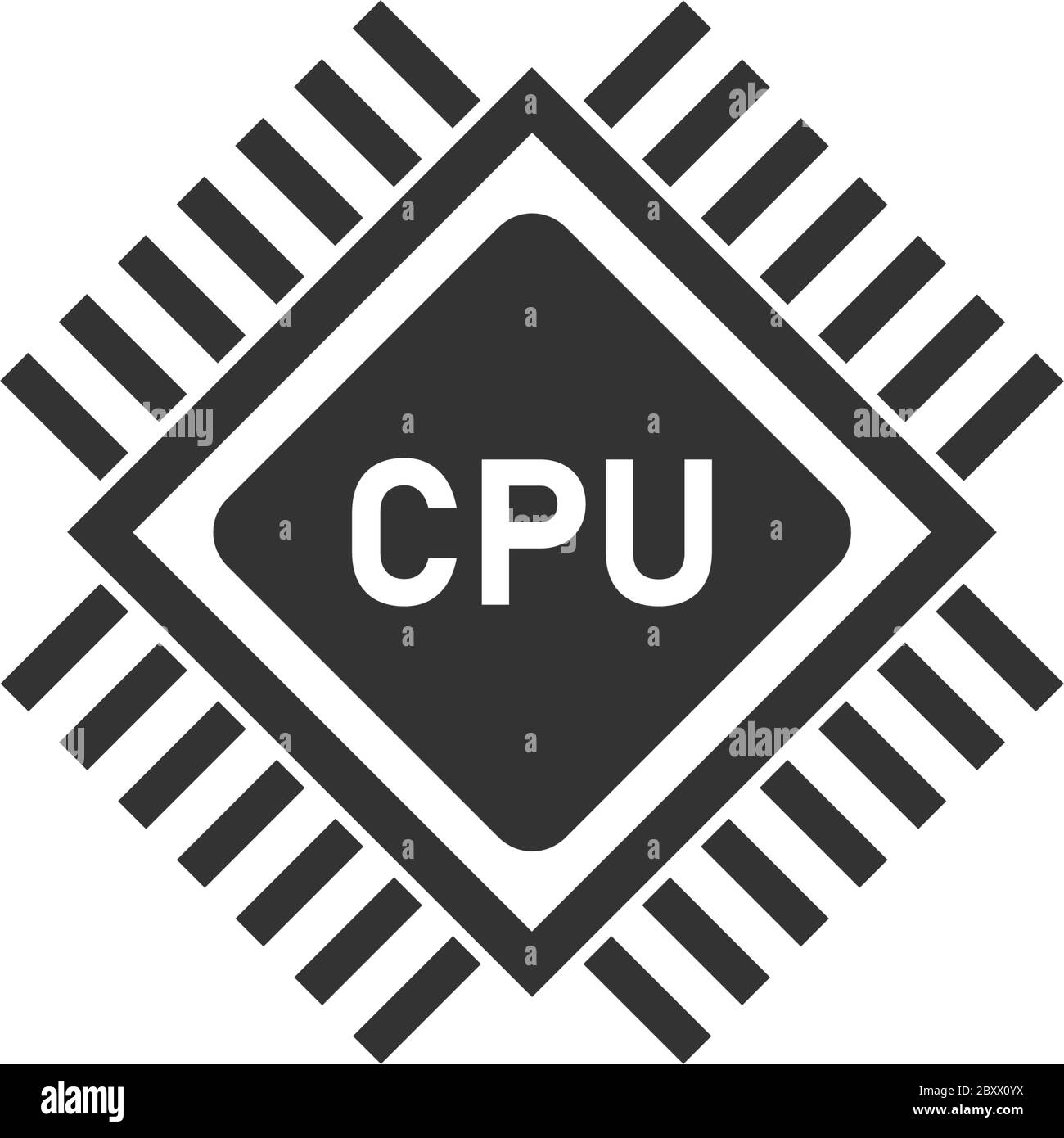 CPU. Black Icon Flat on white background Stock Vector Image & Art - Alamy