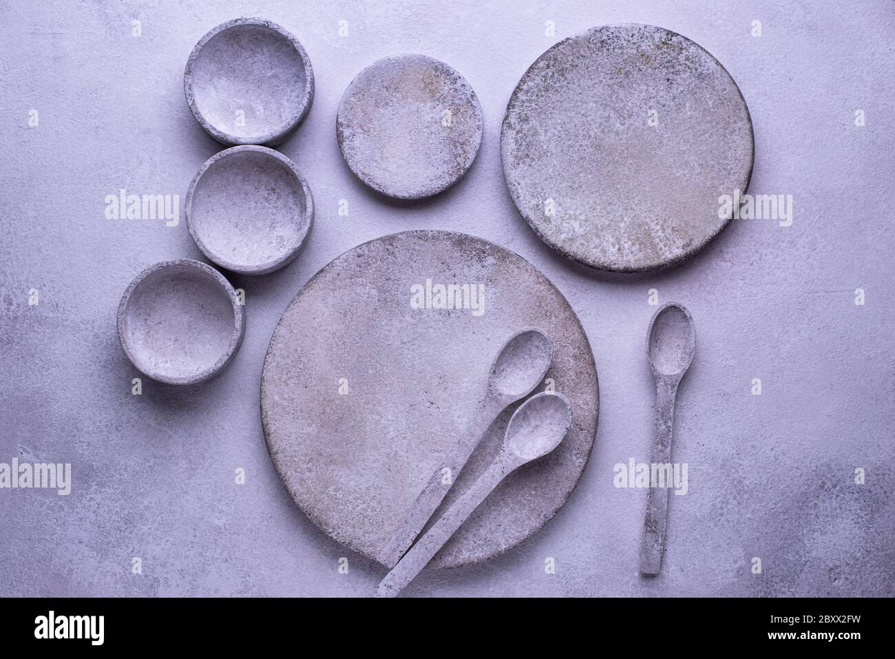 Handmade handcrafted concrete plates and bowls Stock Photo - Alamy