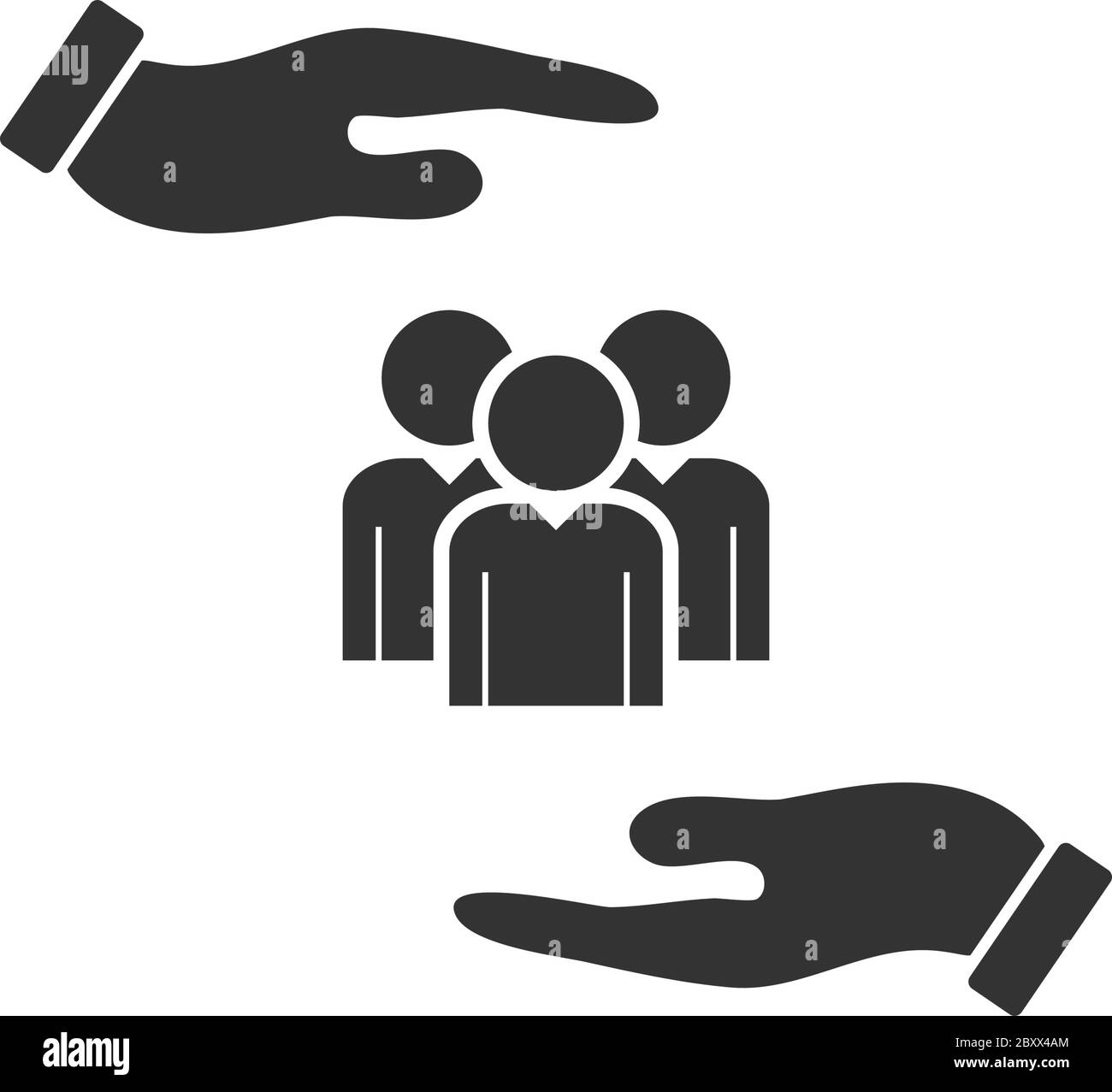 Helping hands. Black Icon Flat on white background Stock Vector Image ...