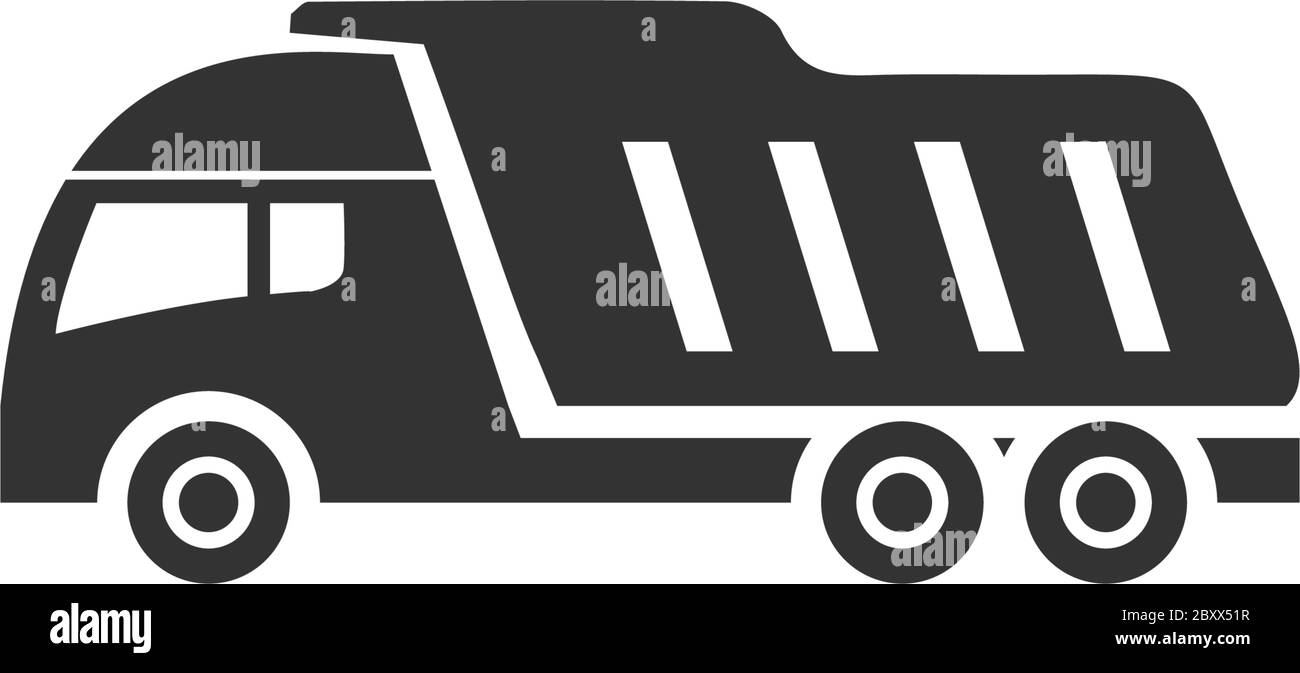 Tipper truck. Black Icon Flat on white background Stock Vector Image ...