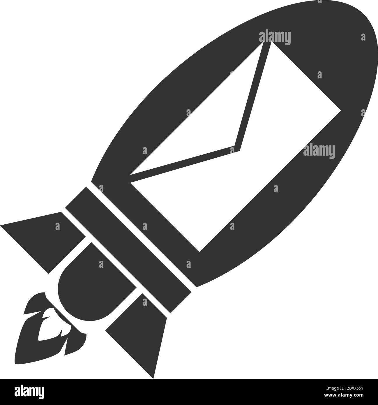 Flying message. Black Icon Flat on white background Stock Vector Image ...