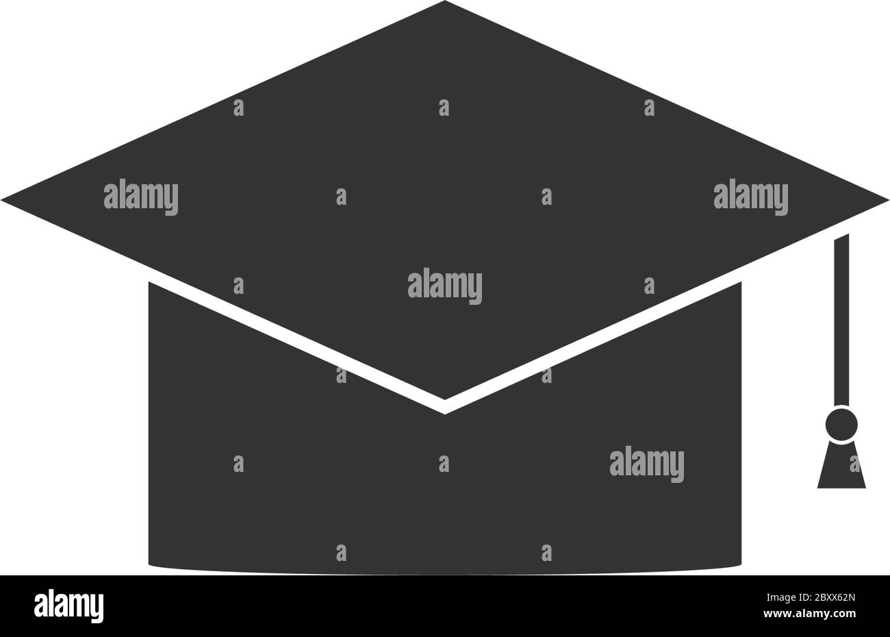 Graduation cap. Black Icon Flat on white background Stock Vector Image ...