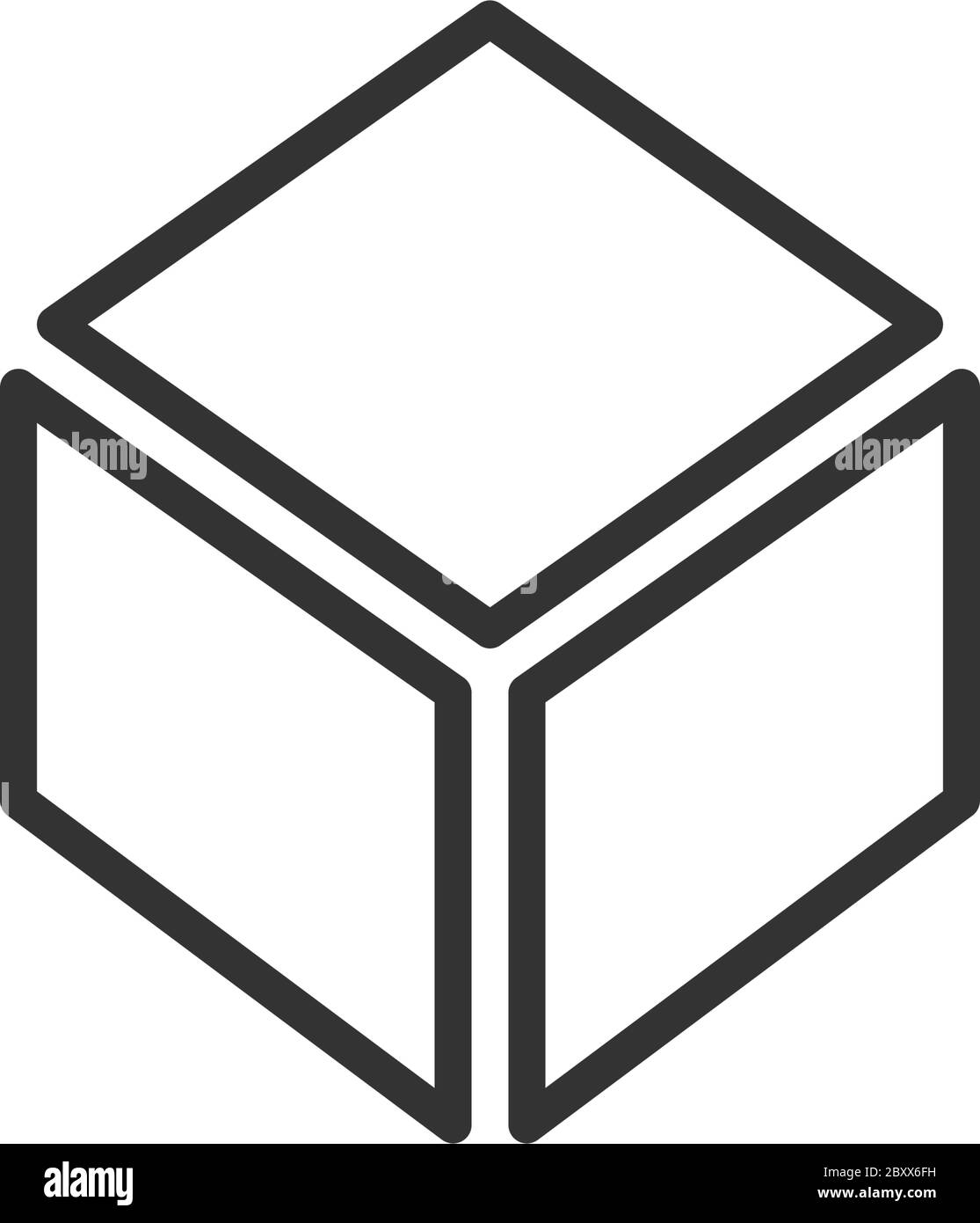 Cube. Black Icon Flat on white background Stock Vector Image & Art - Alamy