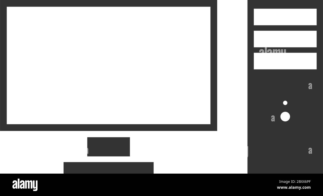 PC. Black Icon Flat on white background Stock Vector Image & Art - Alamy