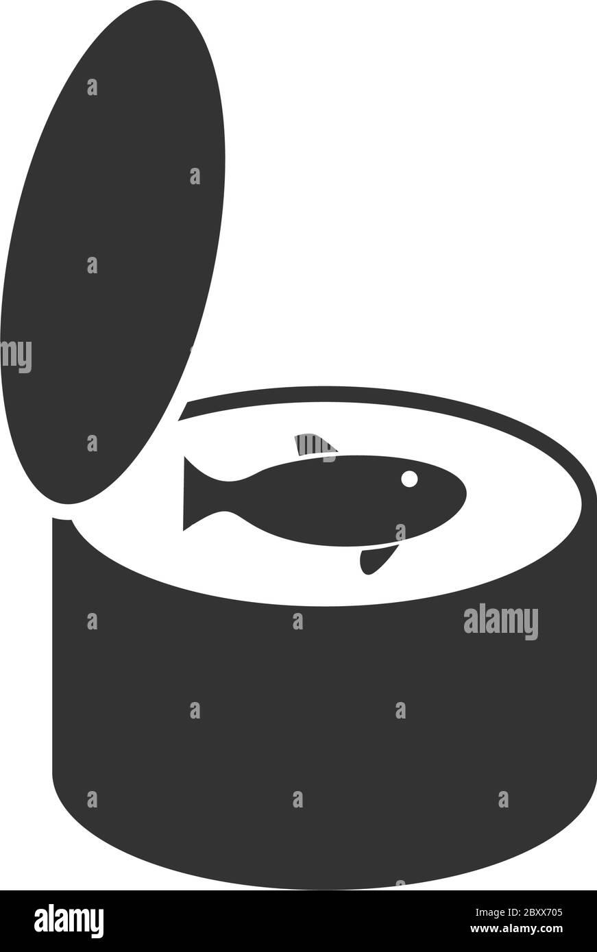 Canned tuna fish. Black Icon Flat on white background Stock Vector ...