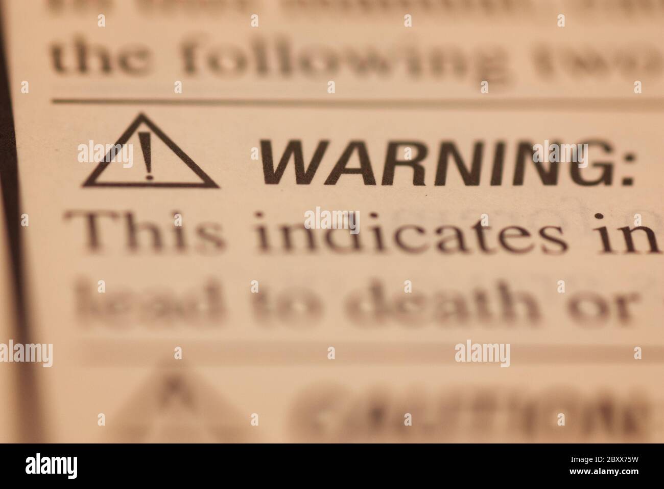 Warning sign text reading hi-res stock photography and images - Alamy