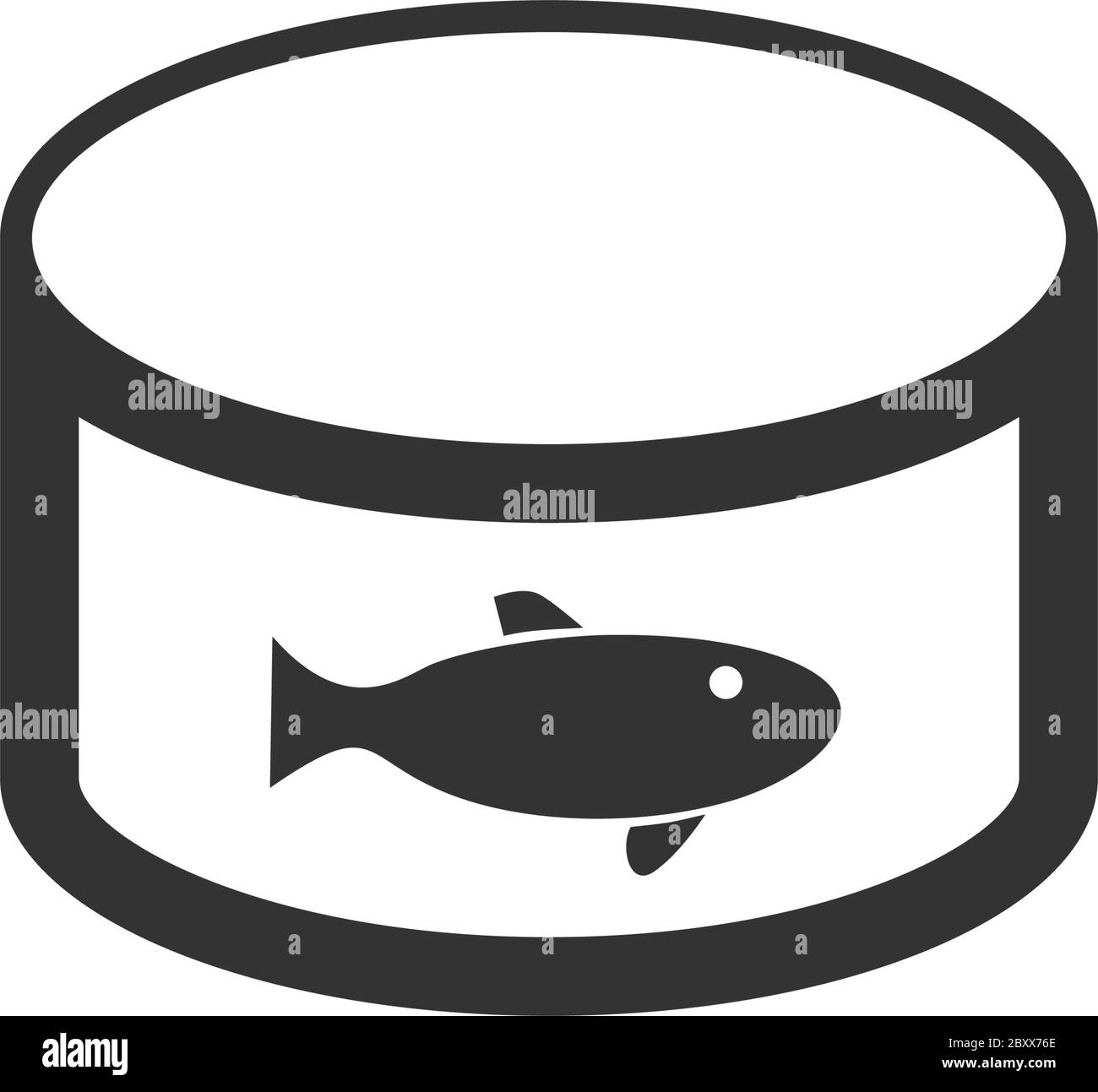 Can with label tuna fish. Black Icon Flat on white background Stock ...